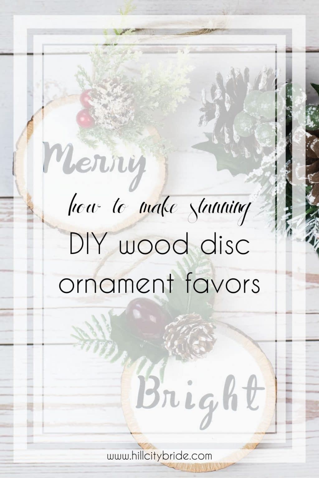 How to Make Farmhouse DIY Wood Disc Ornaments as Favors | HCB